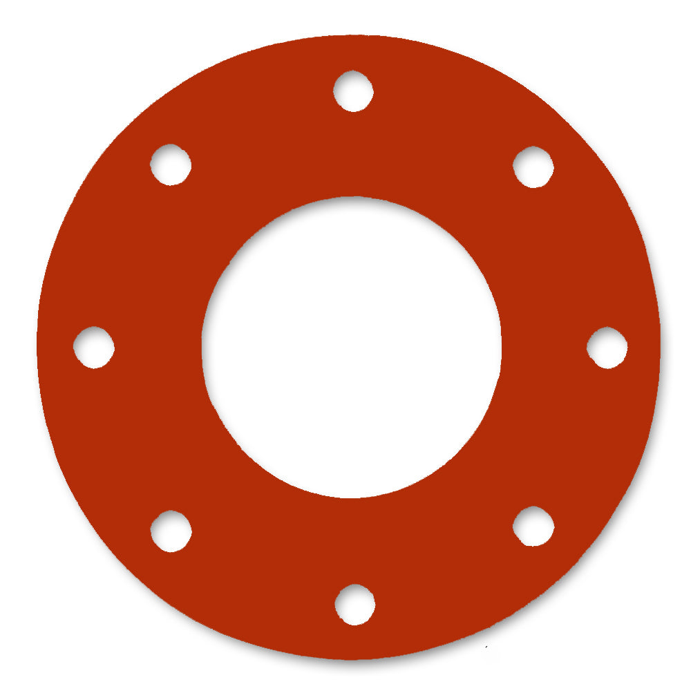 4" Red Rubber Full Face Gasket, Smooth Finish